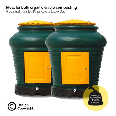Smell-free, no-power, AAGA Bulk Organic Waste Converter
